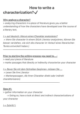 How to write a characterization ( Step by Step + Übersetzung ...